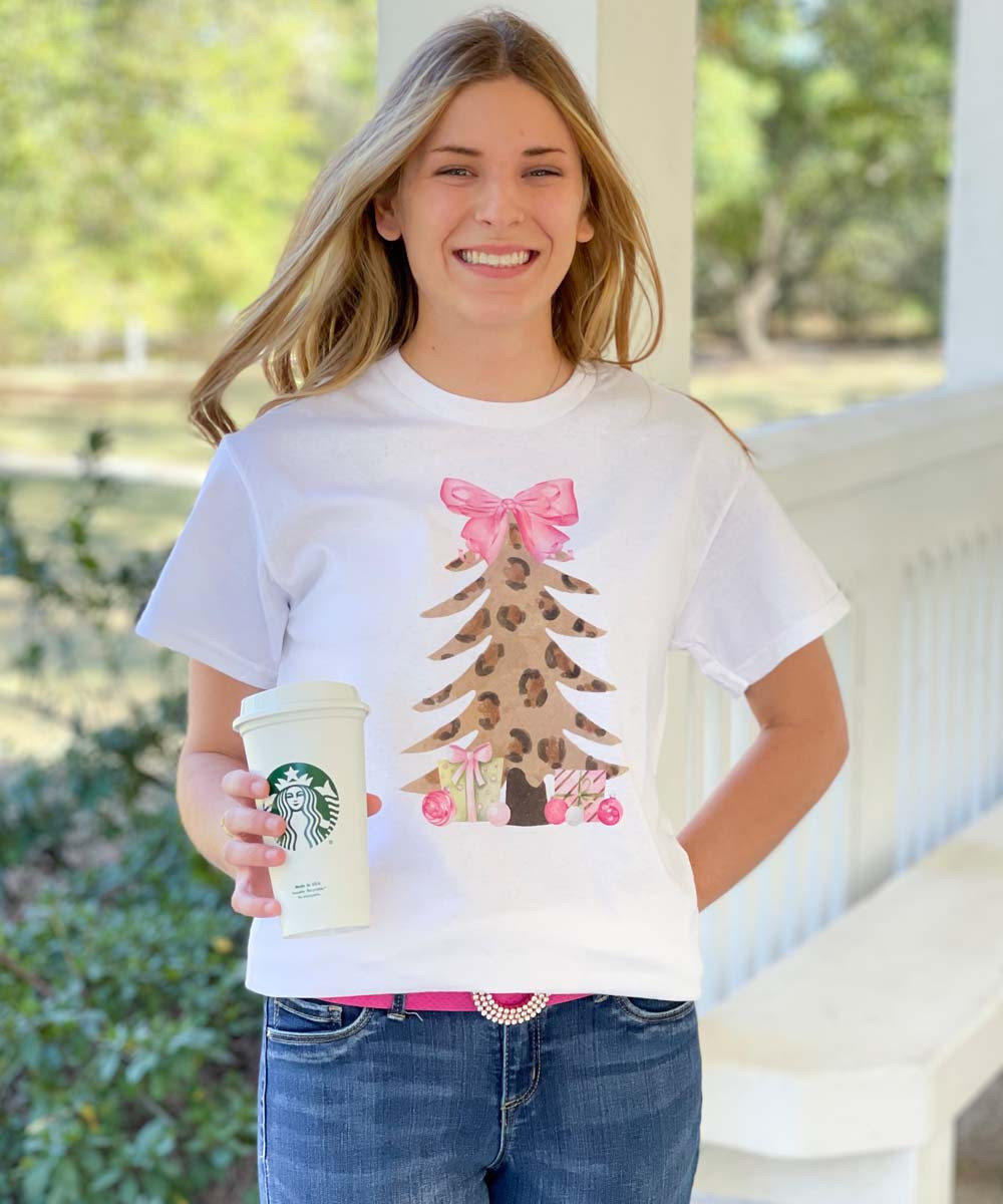 Leopard Christmas Tree Graphic Tee