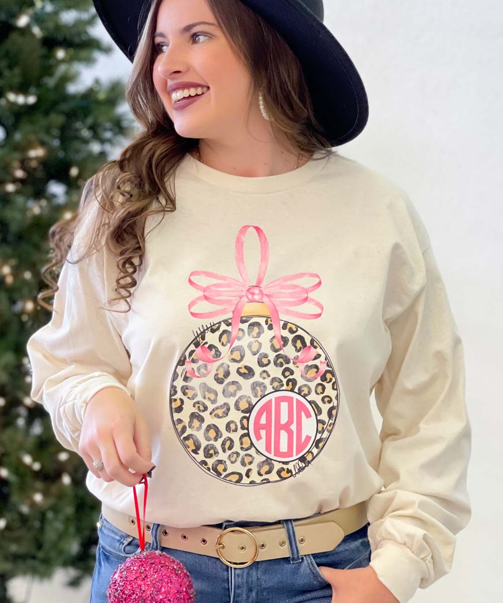 Leopard Ornament Shirt | Festive Holiday Tee, Long Sleeve & Sweatshirt ...