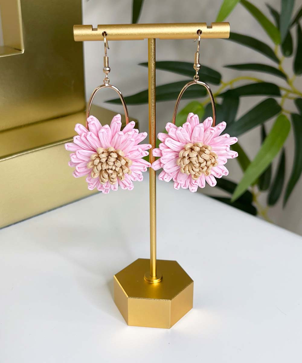 Raffia Flower Dangle Earrings