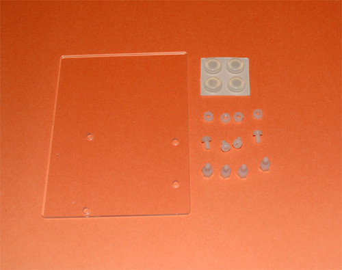 Plastic mounting plate for breadboard and Arduino w rubber feet