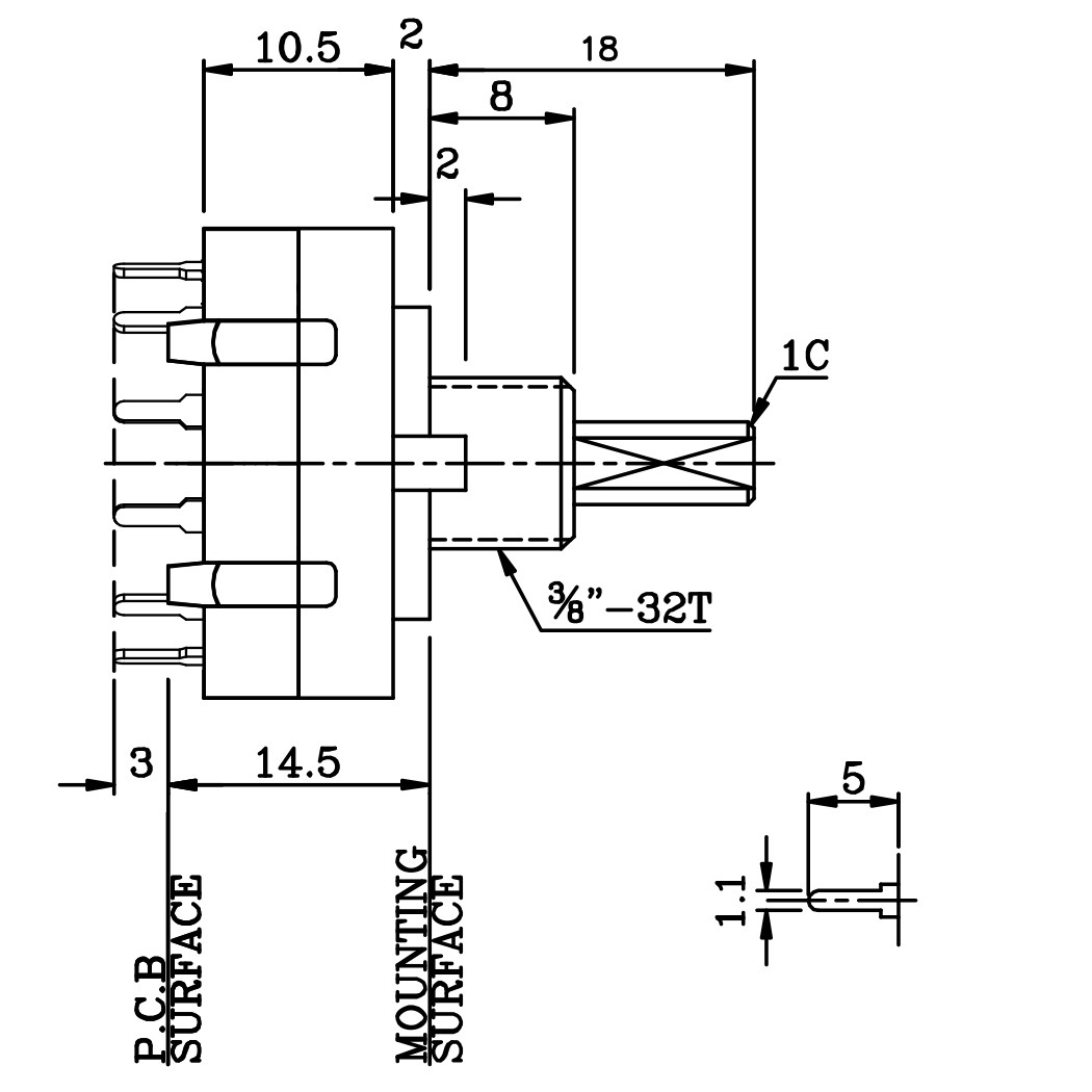 1p-12pos Rotary Switch | For Guitar Pedals & DIY Electronics
