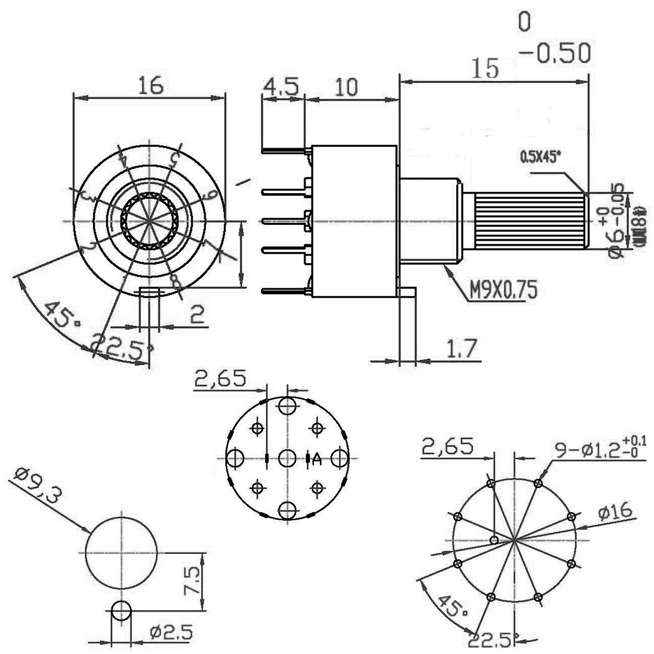 1p-5pos Rotary Switch | For Guitar Pedals & DIY Electronics