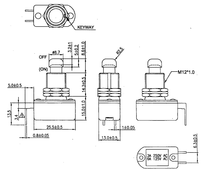 PCB Mount SPST Momentary Foot Switch | Pro Grade Off-(On)