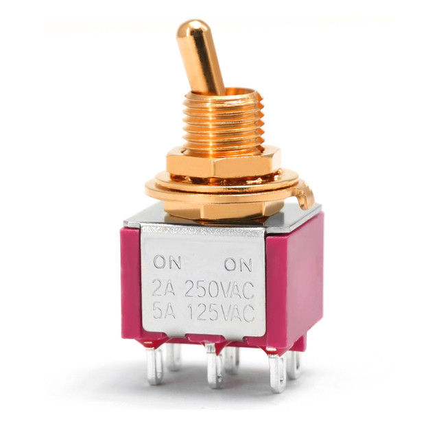 Gold-Plated Toggle | DPDT On-On Mini Toggle Switch