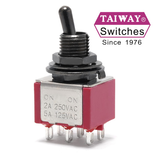 Black-Plated Toggle | Taiway DPDT On-On Mini Toggle Switch