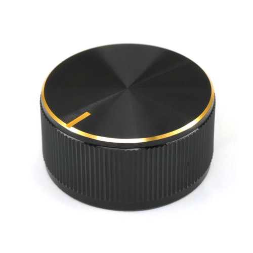 Solid Aluminum Audio Control Knob | Gold Ring and Indicator