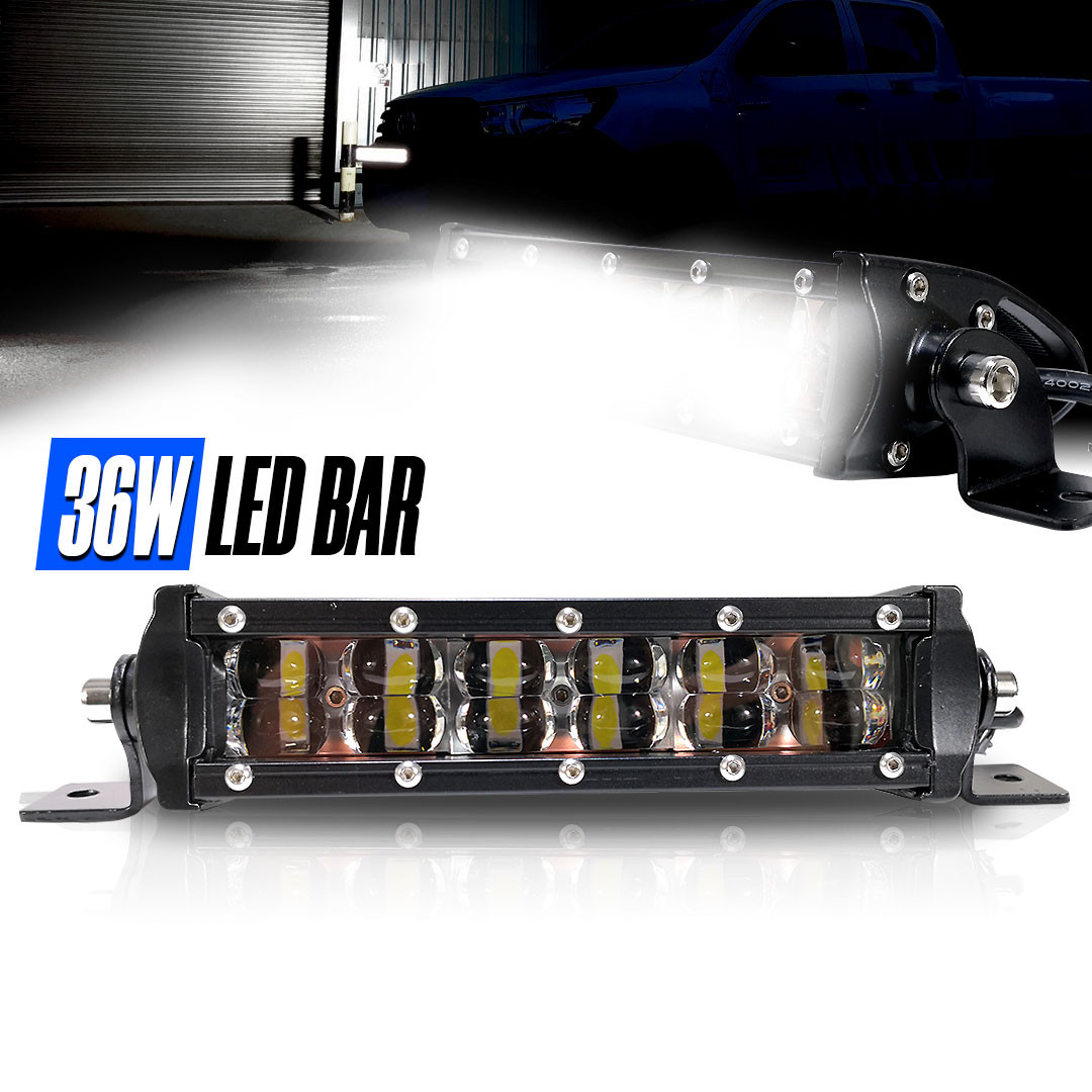 36W 7 Inches Slim Black Projector Spot LED Light Bar - GENSSI
