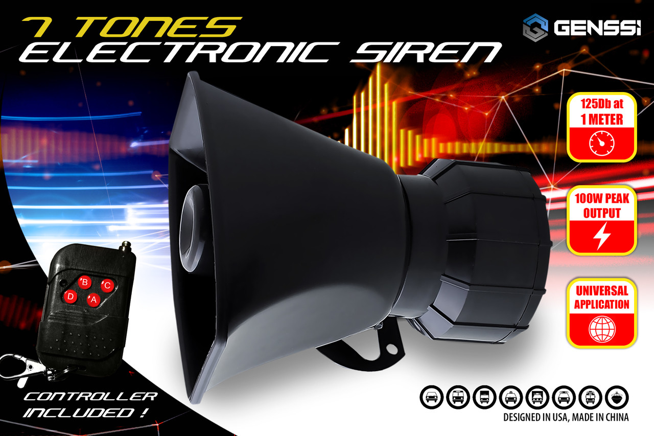 Remote Control Wireless Police Siren Emergency 7 Tone - GENSSI