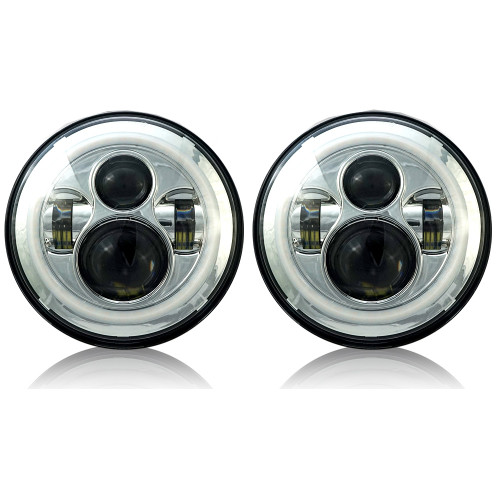 7 Inch Halo Projector Chrome LED Headlights Set - GENSSI