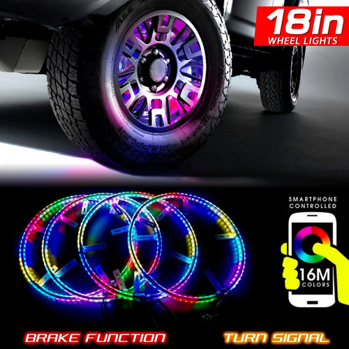 LED Wheel Light Kit Chase Moving Signal and Brake Function Wireless 18 ...