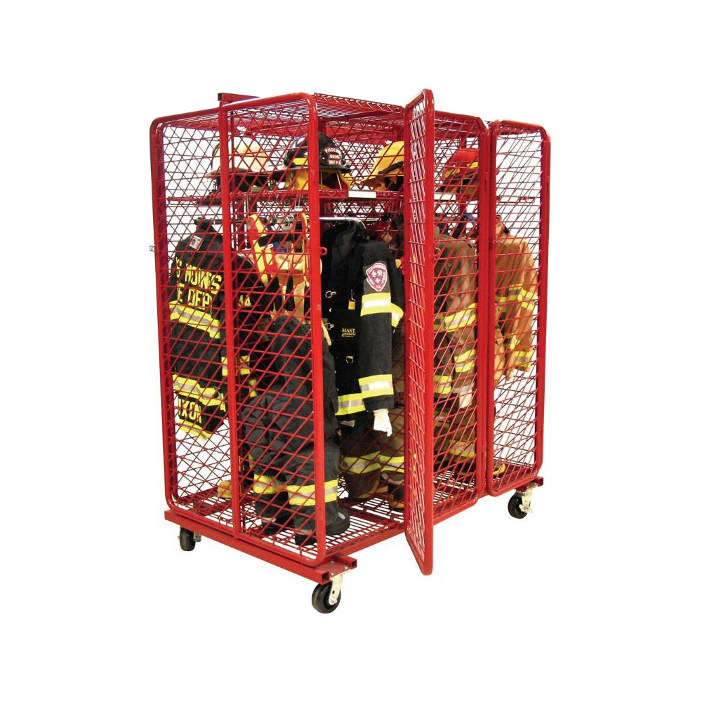 Red Rack Mobile 6-Section Double-Sided Turnout Gear Locker w/ Security ...