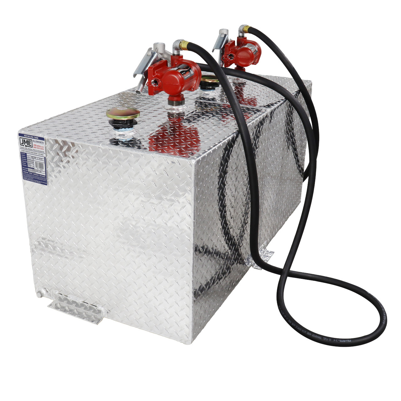 110 Gallon Aluminum Rectangle Split Fuel Transfer Tank w/ Fill-Rite FR8 ...