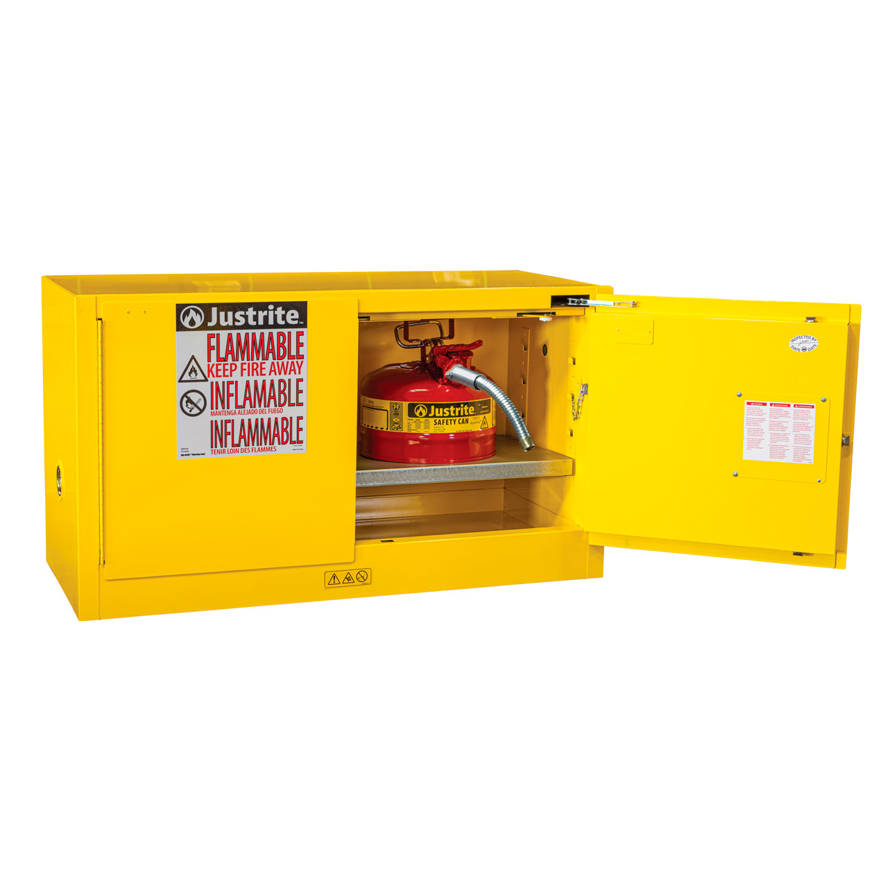 Justrite Sure-Grip Ex 17 Gallon Piggyback Cabinet - Self-Closing - John ...