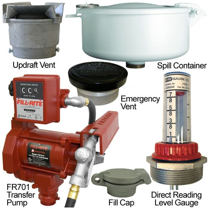 20 GPM Pump & Diesel Vent Kit For Single Wall 550 Gal. x 48 in. Skid ...
