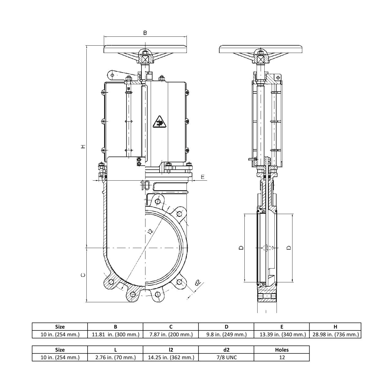 Metaltecnica 10 in. Cast Iron ANSI Flanged Gate Valve w/ Stainless ... Metaltecnica 10 in. Cast Iron ANSI Flanged Gate Valve w/ Stainless ...