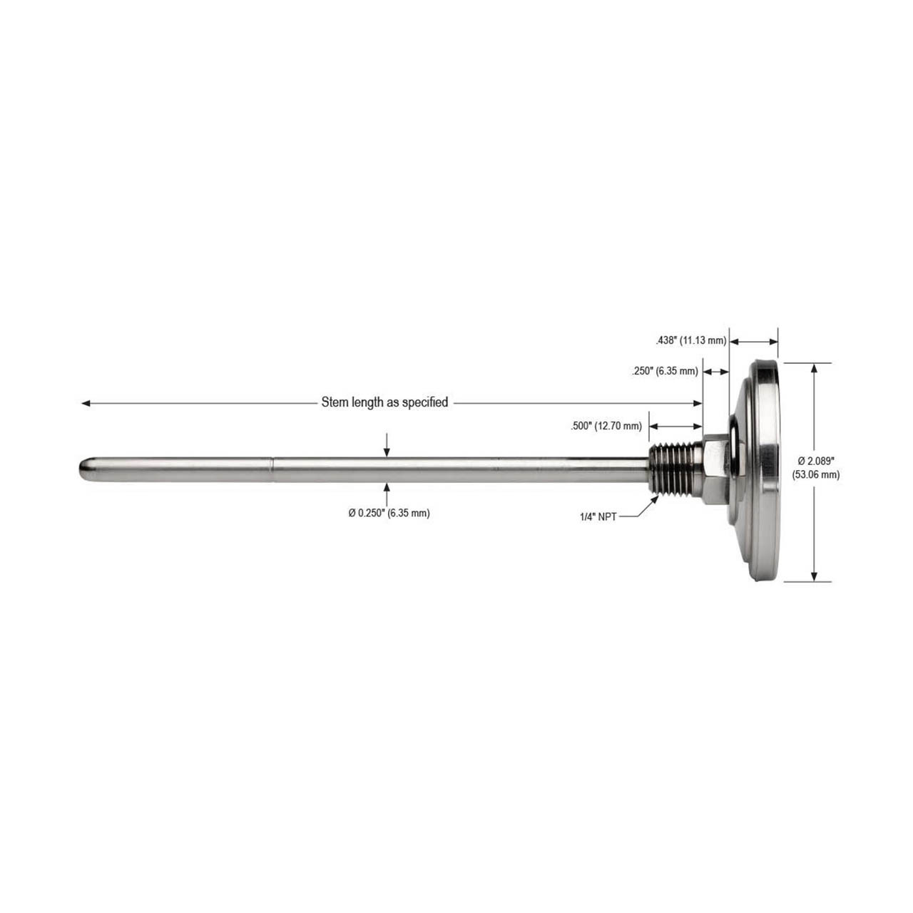 NOSHOK 100 Series 2 in. Dial Bimetal Thermometers w/ 1/4 in. NPT Back ...