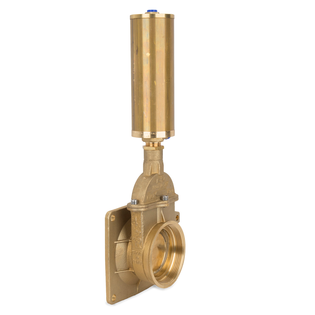 RIV Perla 4 in. Brass Piston Gate Valve Flange X NPT W/ Pneumatic Jack ...