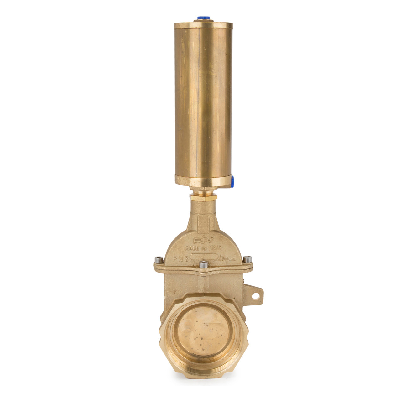 RIV Perla 4 in. Brass Piston Gate Valve W/ Pneumatic Jack F/F NPT 45 ...