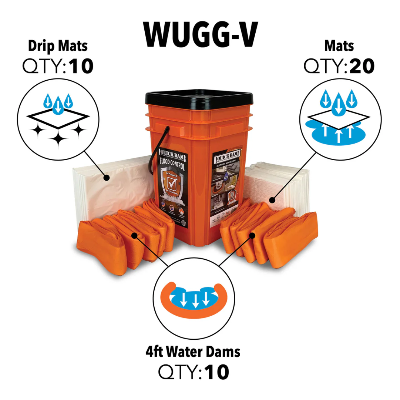 Quick Dam WUGG-V 40-Piece Indoor Water Activated Dam and Mat Grab and ...
