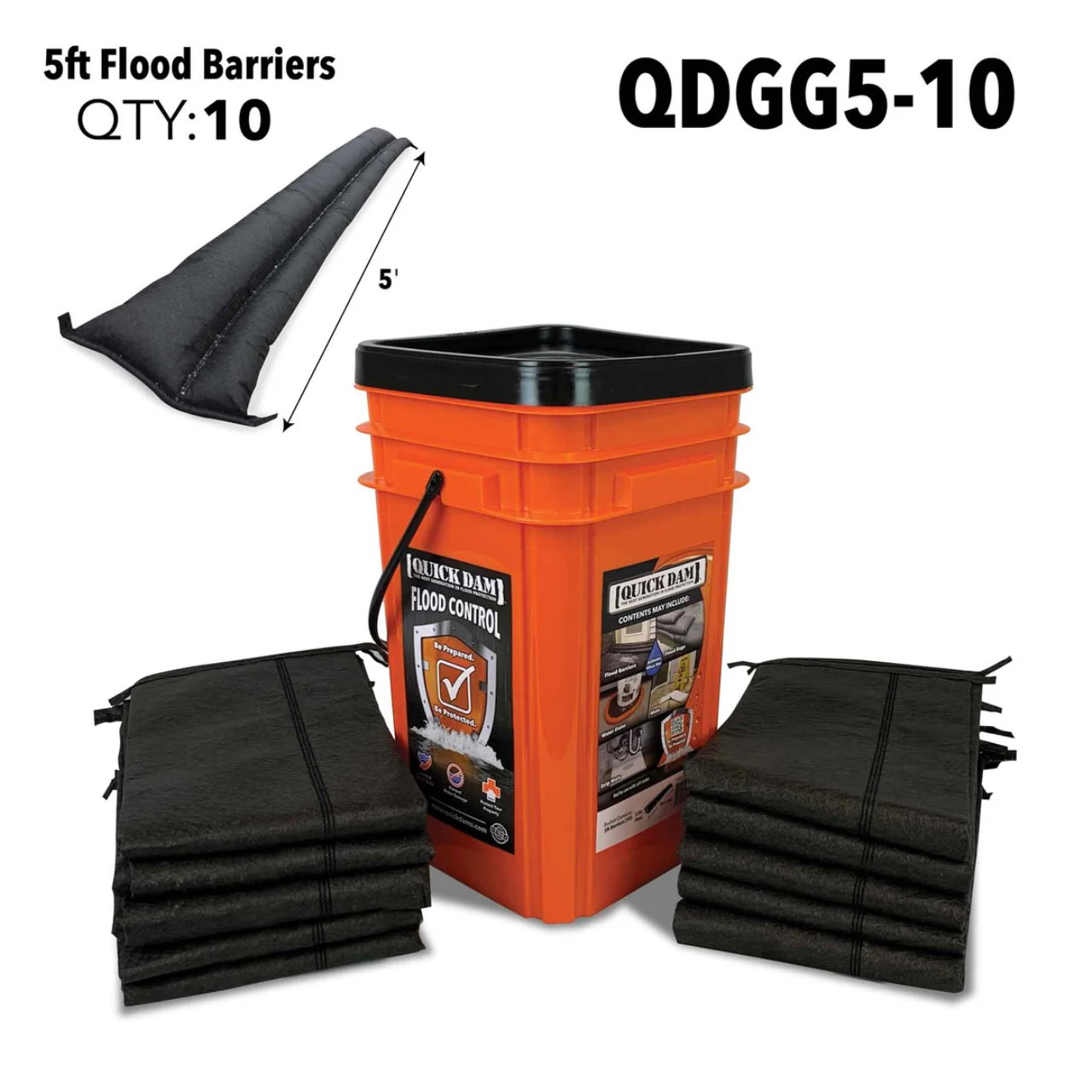Quick Dam QDGG5-10 10-Piece Outdoor Water Activated Flood Barrier Grab ...
