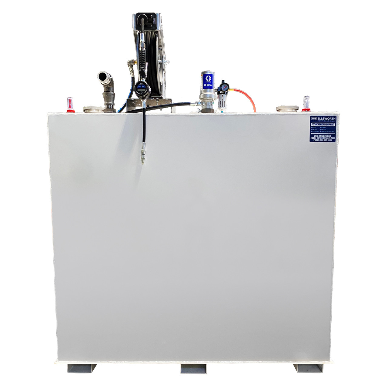 JME 500 Gallon Double Wall Tank w/ Graco 1/2 in. x 50 ft. Oil Hose Reel ...