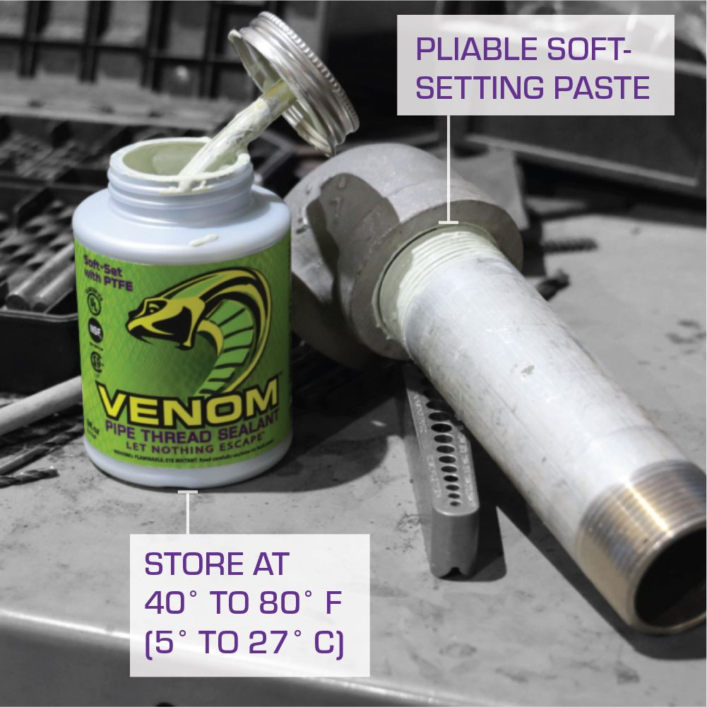 Venom VM16 Universal Pipe Thread Sealant W/ Brush, 16 OZ., Pack of 12 ...