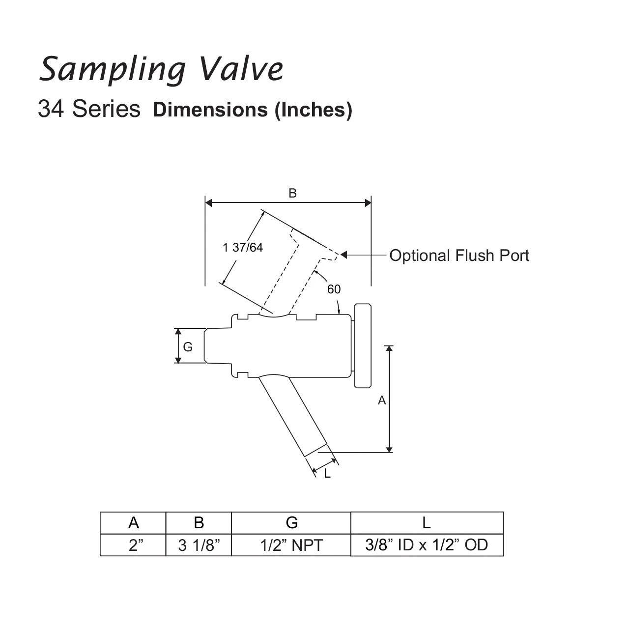 Cipriani 34 Series 304L SS Sampling Valve, 1/2" MNPT x 1/2" Pipe