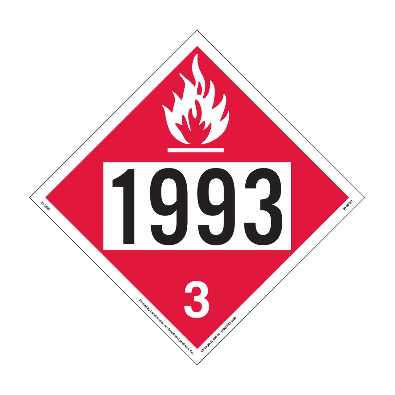 Labelmaster 1993 Flammable Aluminum Diesel Placard - John M. Ellsworth ...