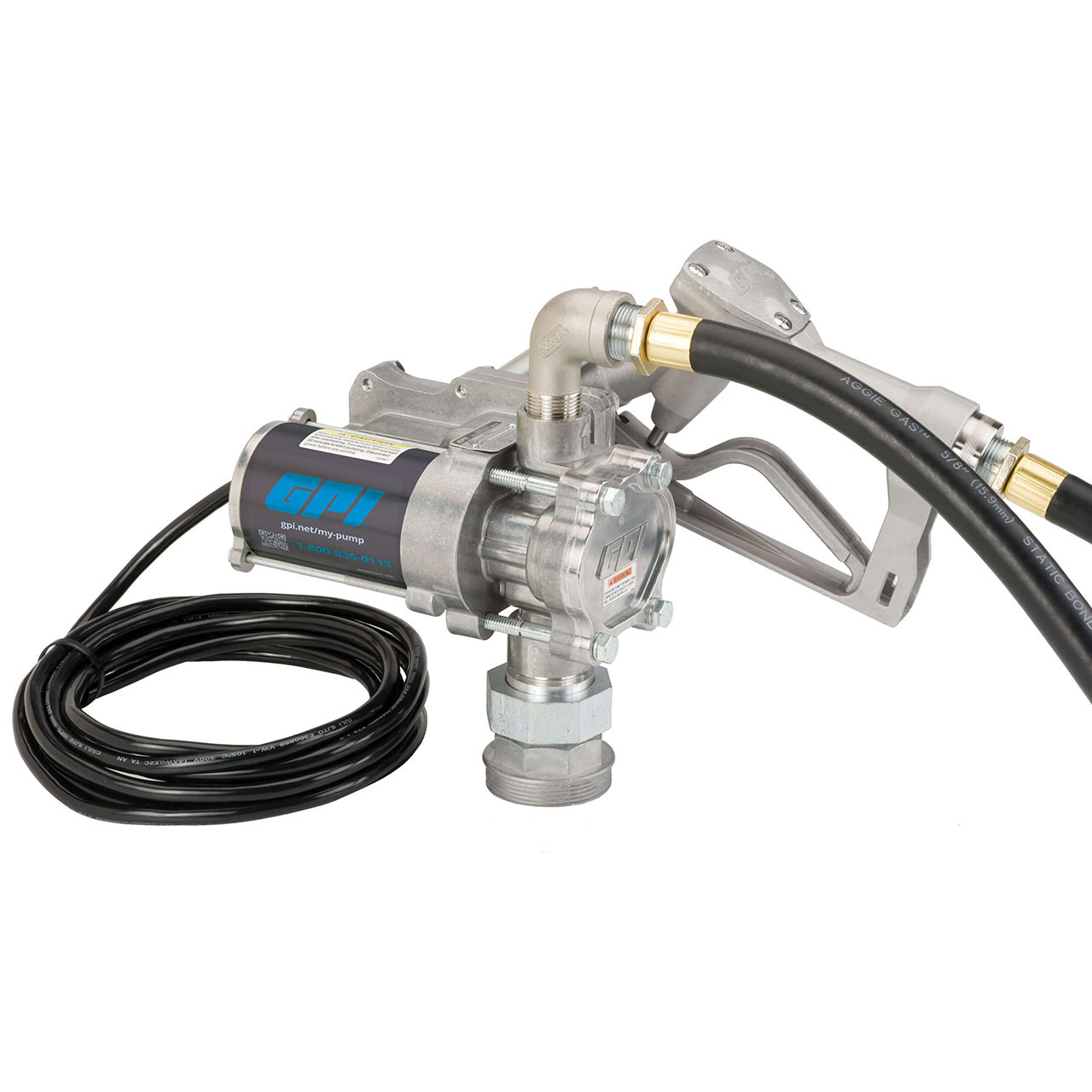 GPI G8P 12V DC 8 GPM Portable Fuel Transfer Pump w/ Manual Nozzle ...