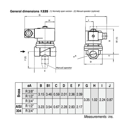 Jefferson Valves 1335 Series 3/4 in. Normally Closed Brass General ...