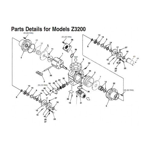 Corken Z Series Z3200 Ductile Iron Sliding Vane Pump Repair Kit
