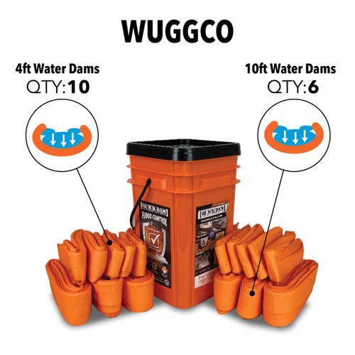 Quick Dam WUGGCO 16-Piece Indoor Water Activated Dam Grab and Go Bucket ...