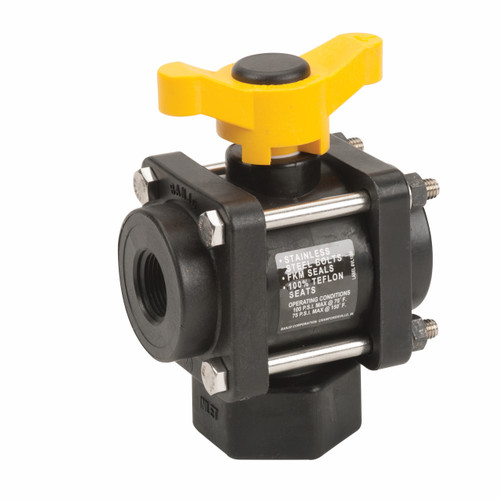 Banjo 3/4 in. 3-Way Bottom Load Poly Ball Valve - John M. Ellsworth Company