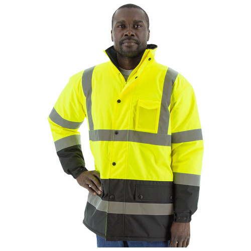 Majestic High Visibility Large Fleece Lined Cold Weather Parka w/ Hood ...