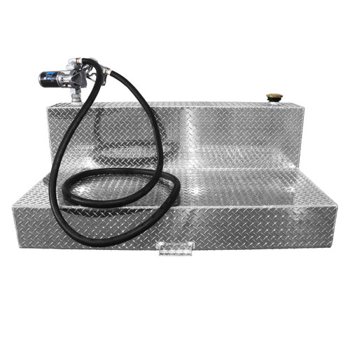 100 Gallon Aluminum L-shape Fuel Transfer Tank w/ GPI 20 GPM Pump (12V ...