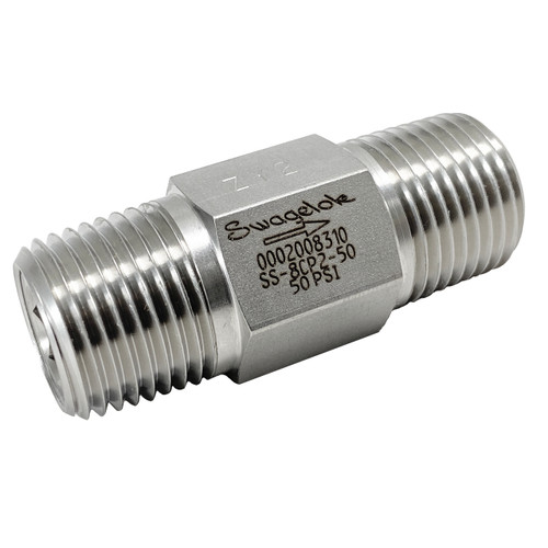 Swagelok Stainless Steel 1-Piece Poppet Check Valve, Fixed Pressure, 1/ ...