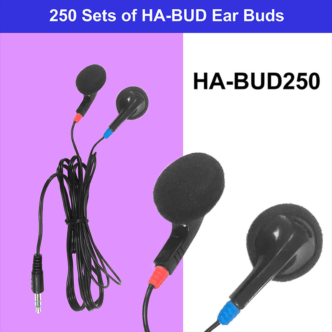 HamiltonBuhl Ear Buds with Foam Cushions - 250 Pack