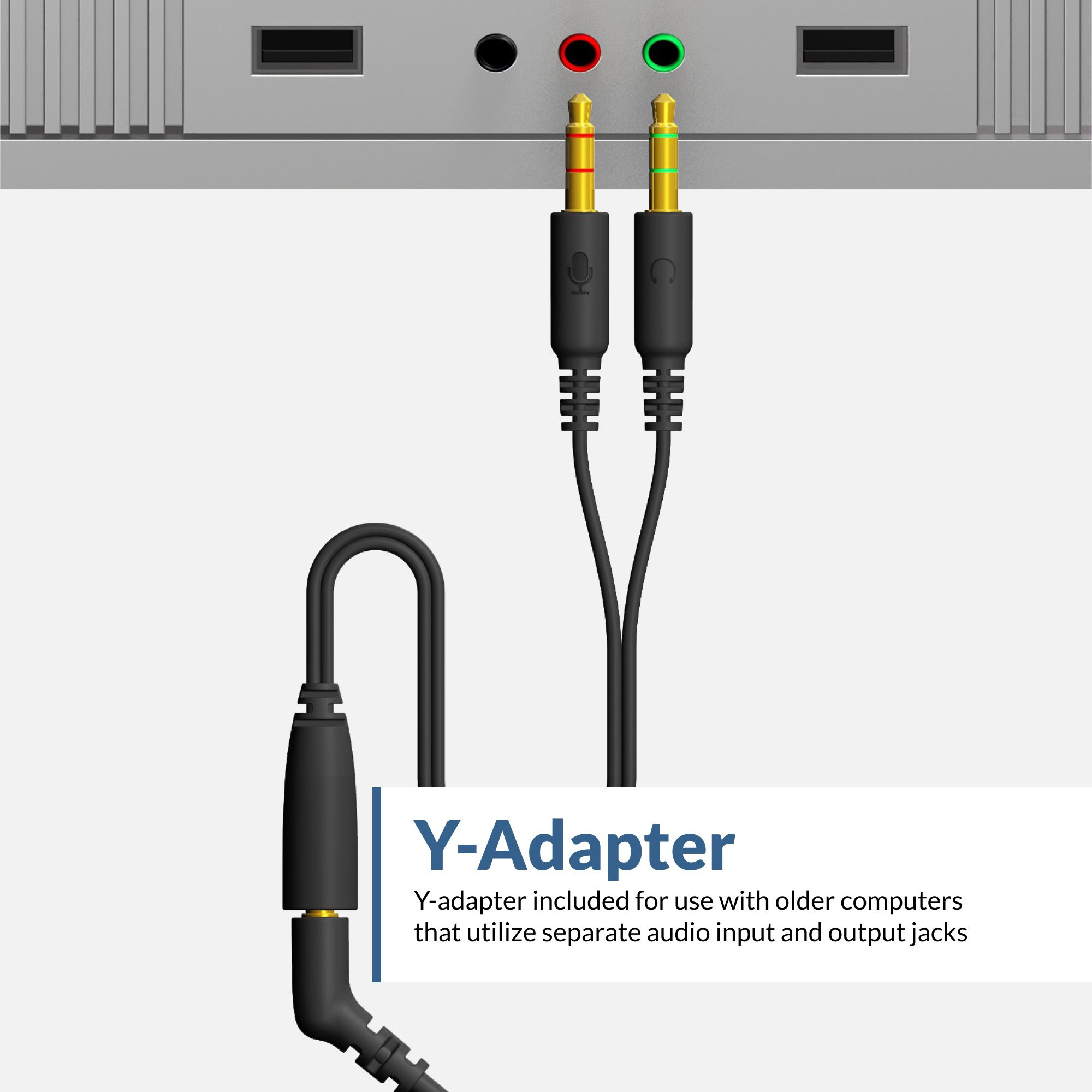 Cyber Acoustics AC-204 School Headset w/ Single Plug Y-adapter | Bulk