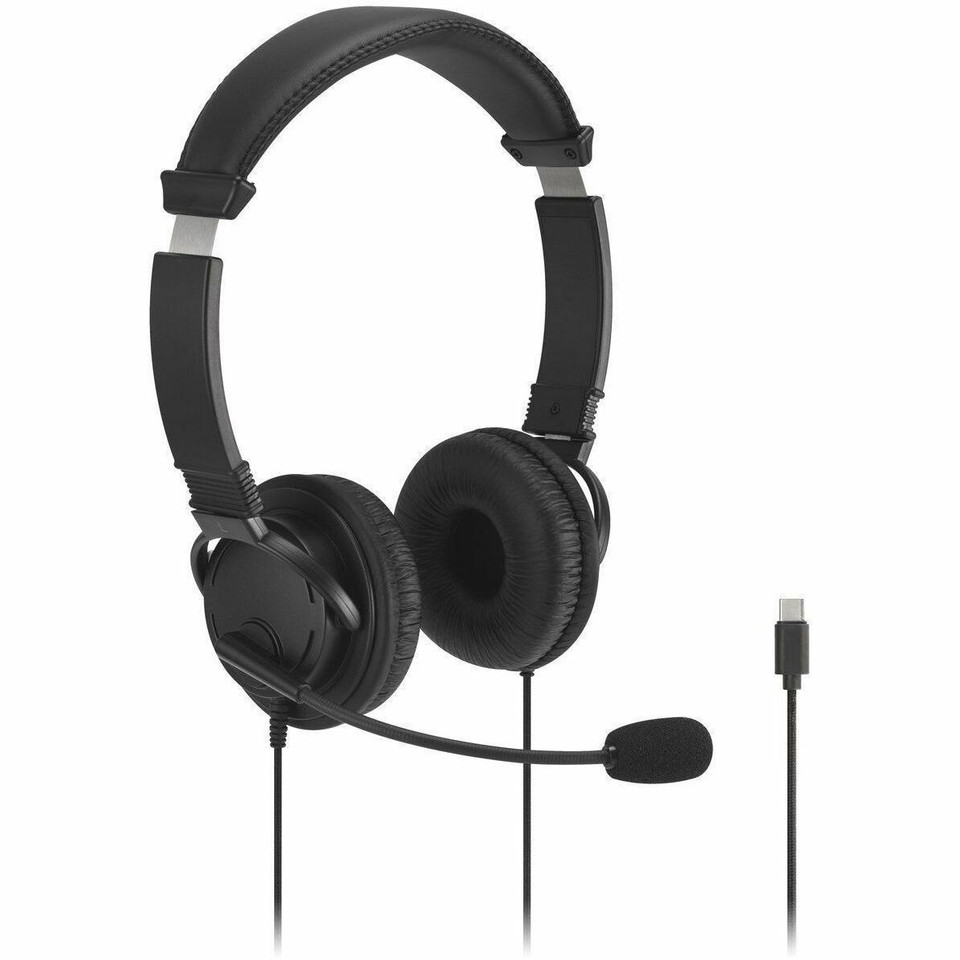 Kensington Classic EQ Headset, USB-C Plug, Adjustable Mic & Volume Control