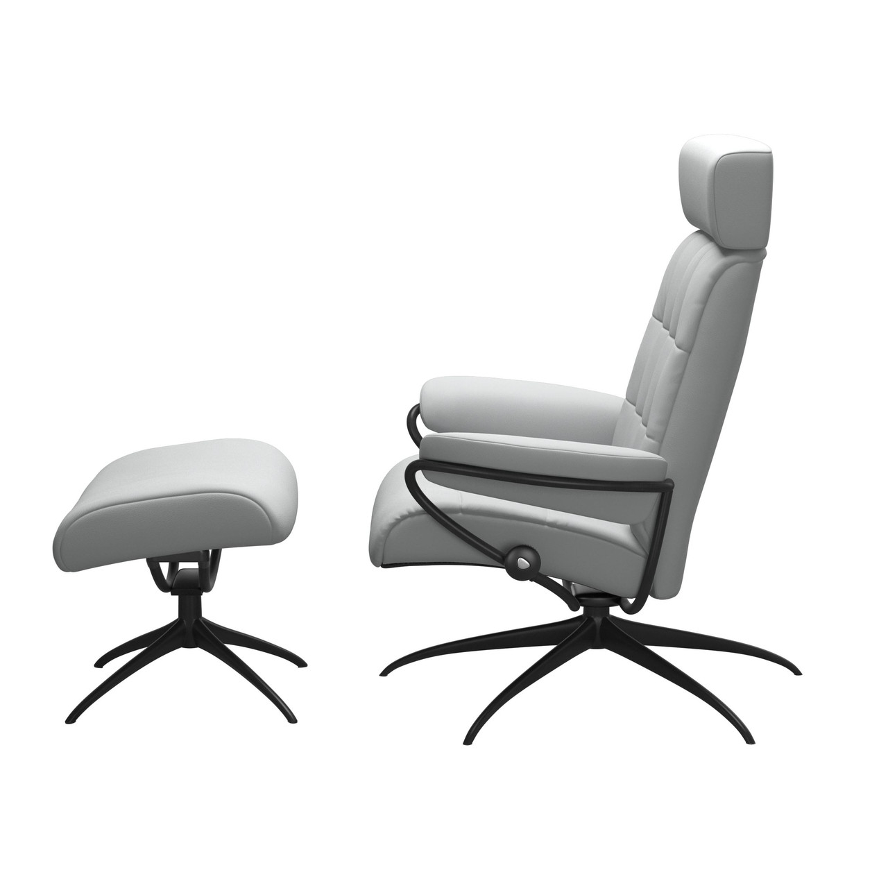 Stressless London Low-back Chair and Ottoman with Adjustable Headrest ...
