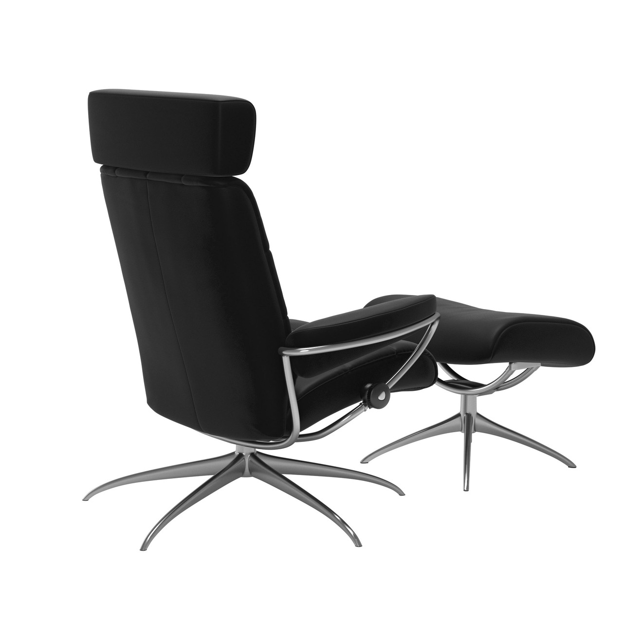 Stressless London Low-back Chair and Ottoman with Adjustable Headrest ...