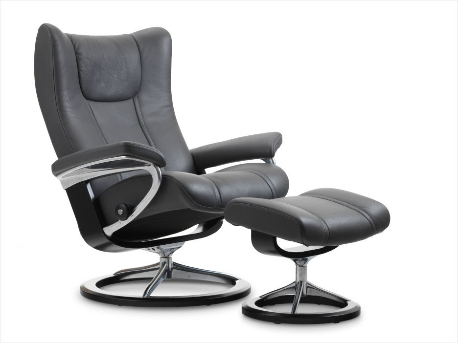 Stressless Wing Recliner | Signature Series Recliner and Ottoman ...