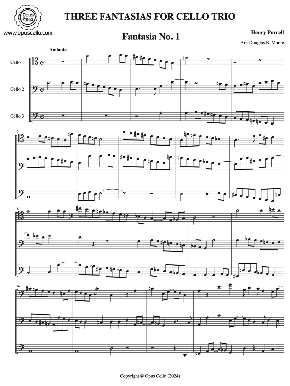 Henry PURCELL, 3 Fantasias for 3 Cellos - OpusCello