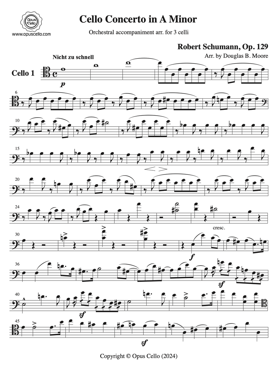 Robert SCHUMANN, Cello Concerto in A Minor (Orchestra Part) for 3 ...