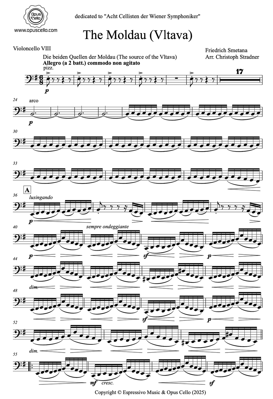 Bedrich SMETANA, The Moldau for 8 Cellos - OpusCello