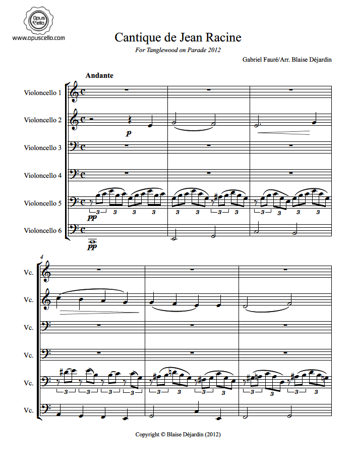 OPUS CELLO Sheet Music for Cello Ensemble