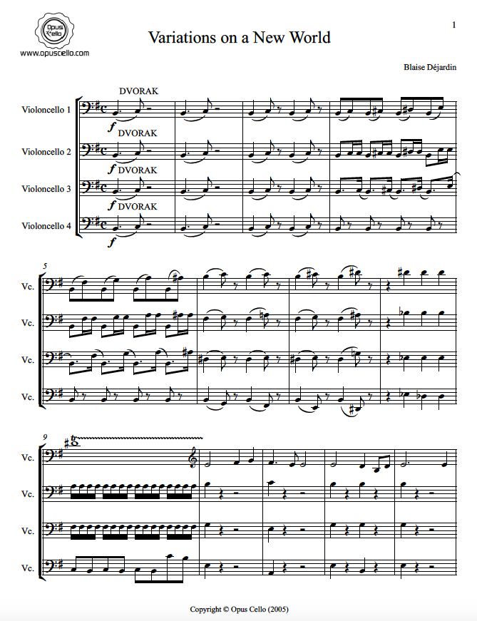 OPUS CELLO Sheet Music for Cello Ensemble