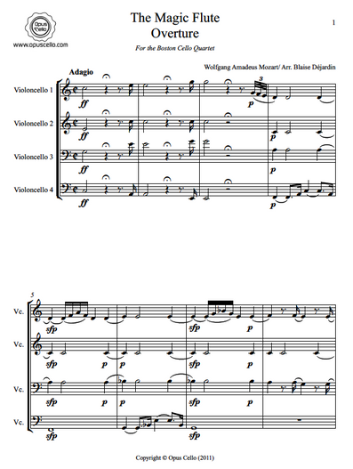 Wolfgang Amadeus MOZART, The Magic Flute Overture for 4 Cellos - OpusCello