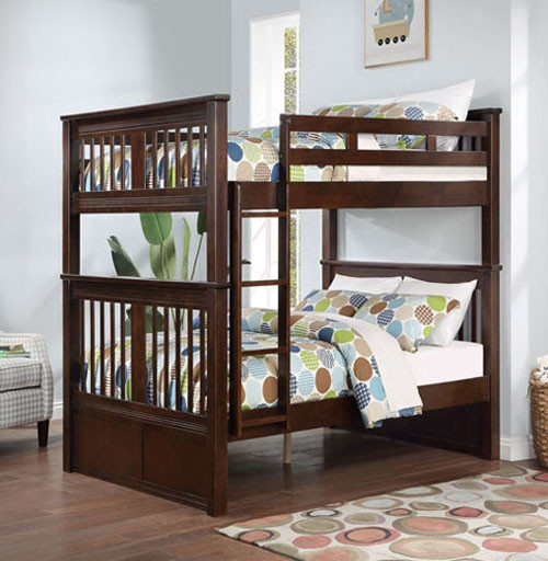 Mission Dual Height Queen Bunk Bed w/ Slanted Ladder