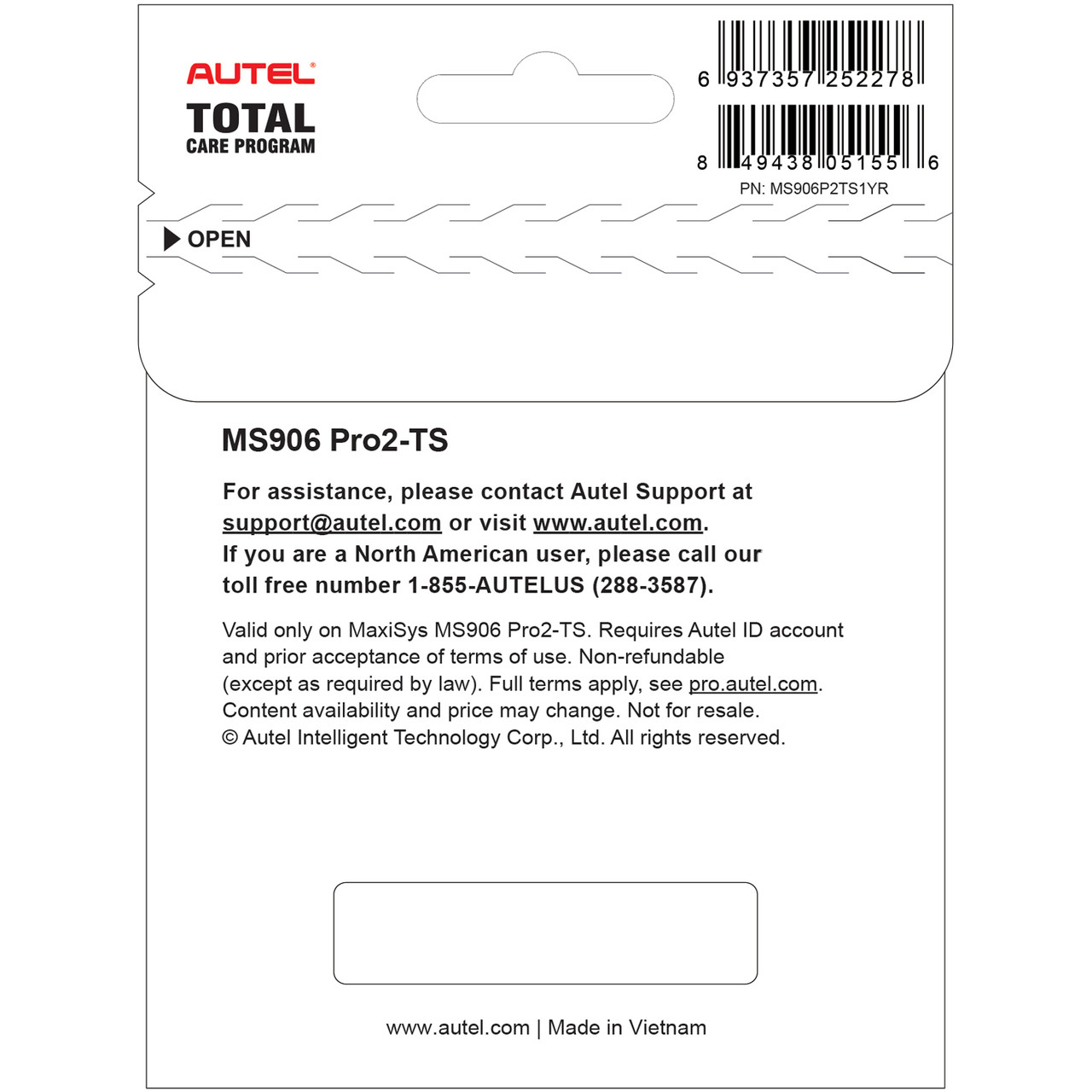 Autel Total Care Program (TCP) Card for MS906PRO2-TS